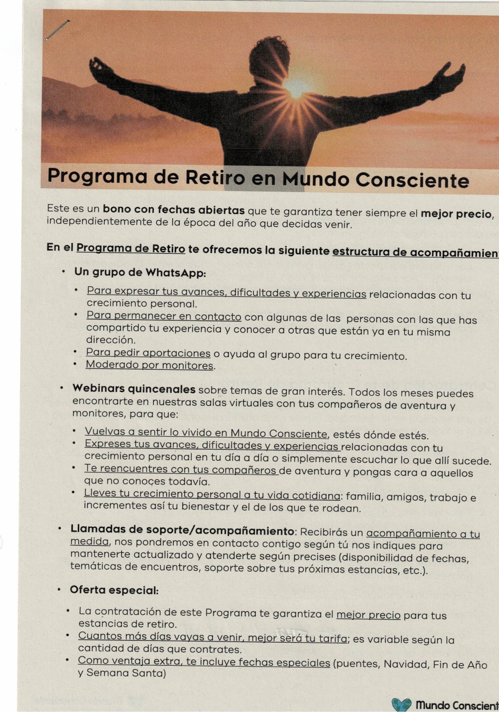 Programa de Retiro Espiritual(la realidad será otra muy distinta)